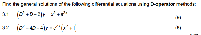 Solved Find the general solutions of the following | Chegg.com