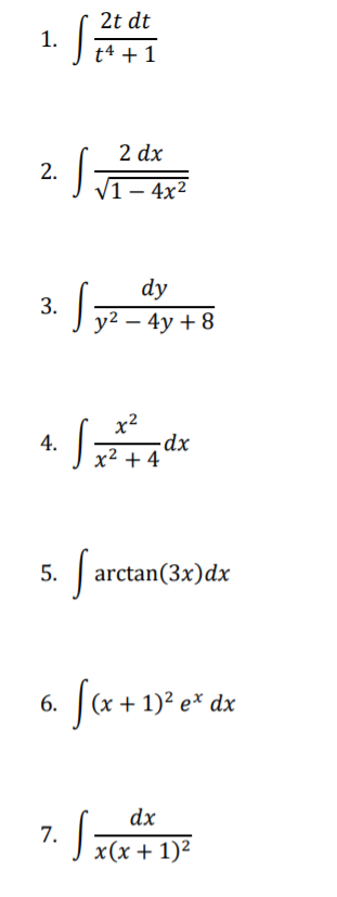 Solved Evaluate the following integrals. Show all work. 2t | Chegg.com