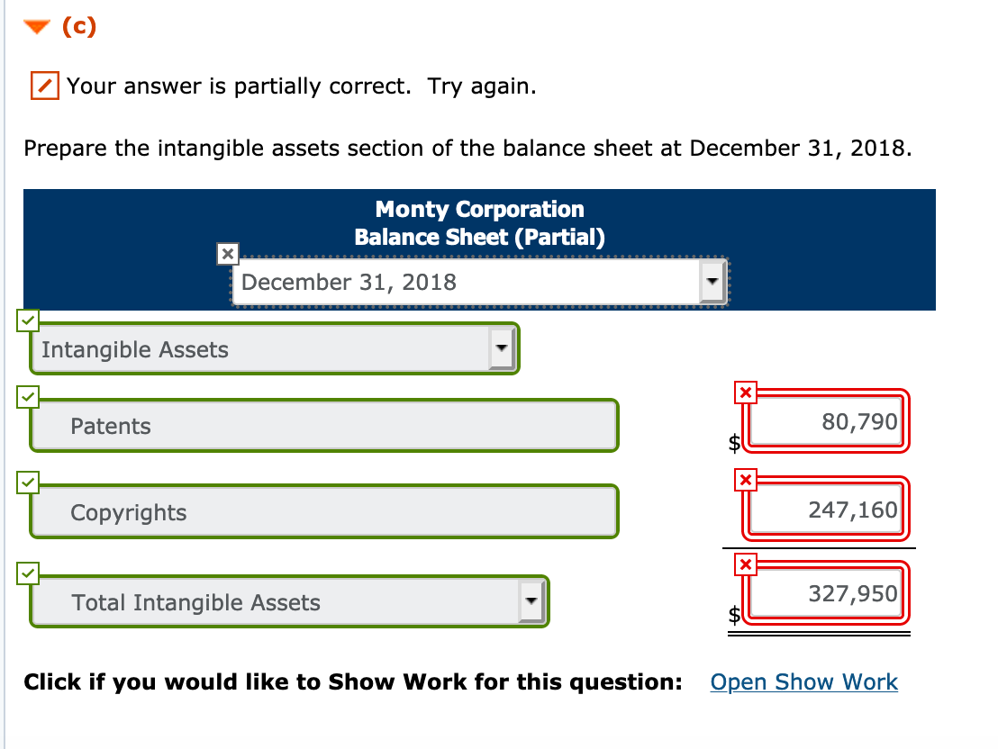 Problem 9-5A (Part Level Submission) The intangible | Chegg.com