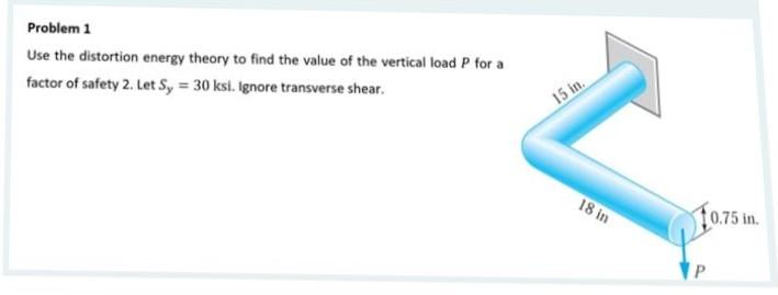 Solved Problem 1 Use the distortion energy theory to find | Chegg.com