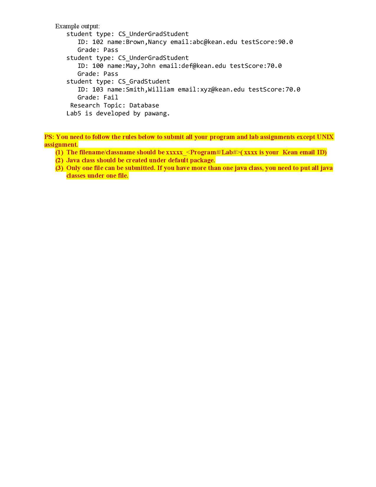 Solved ===CPS 2231 Lab 5 Assignment (Inheritance) Write a | Chegg.com