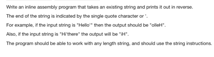 Solved Write an inline assembly program that takes an | Chegg.com