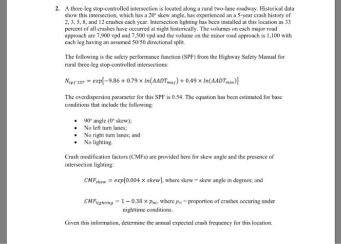 Solved 2. A three-leg stop-controlled intersection is | Chegg.com