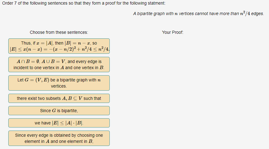 Solved Order 7 of the following sentences so that they form | Chegg.com