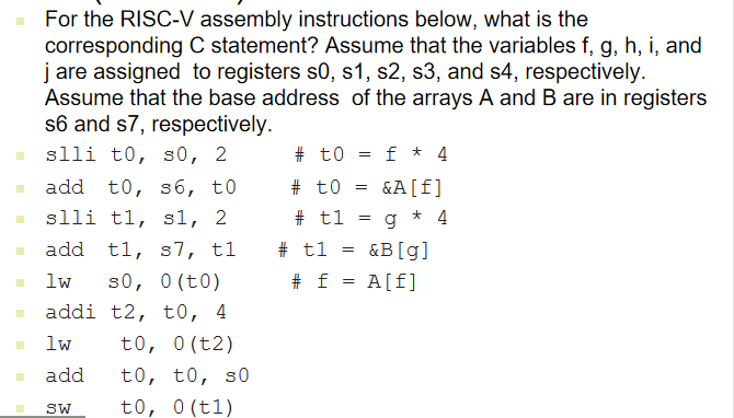 Solved For the RISC-V assembly instructions below, what is | Chegg.com