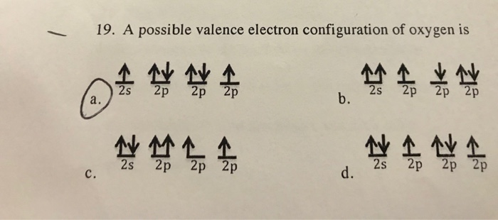 Solved 19. A possible valence electron configuration of | Chegg.com