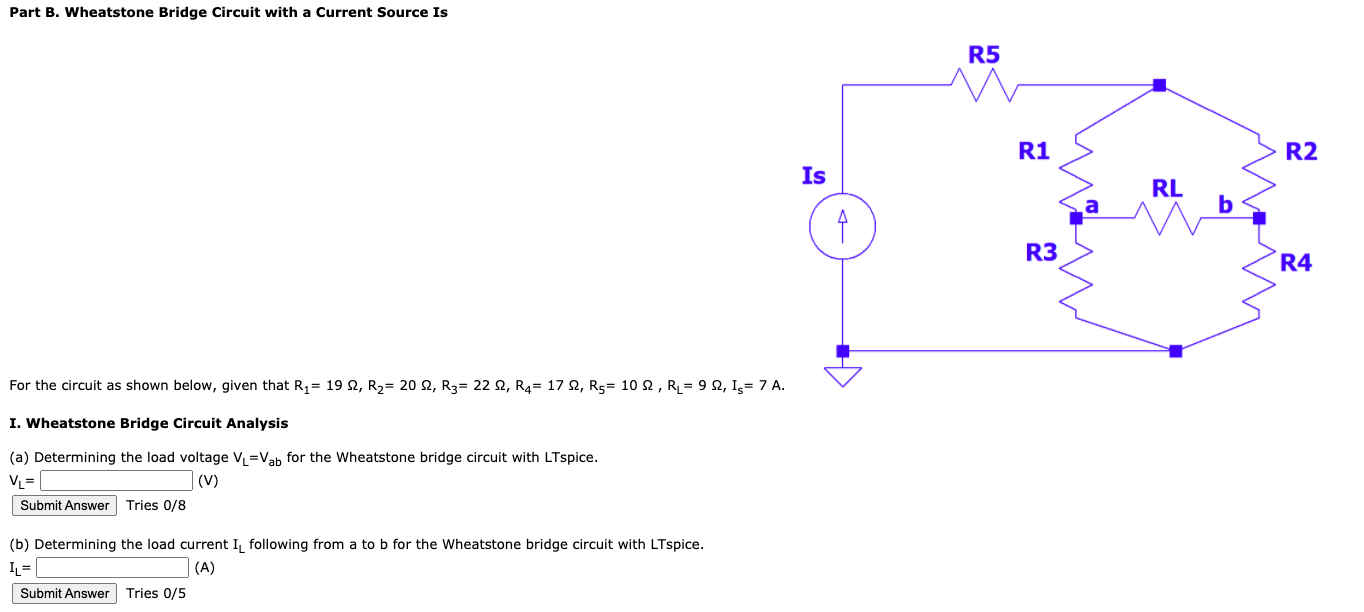 Solved Part B. Wheatstone Bridge Circuit with a Current | Chegg.com