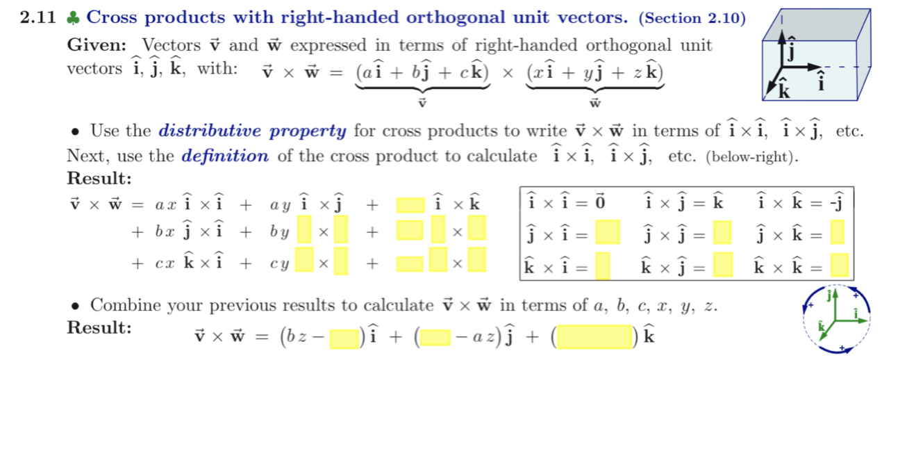 Solved 11 Cross products with right-handed orthogonal unit | Chegg.com