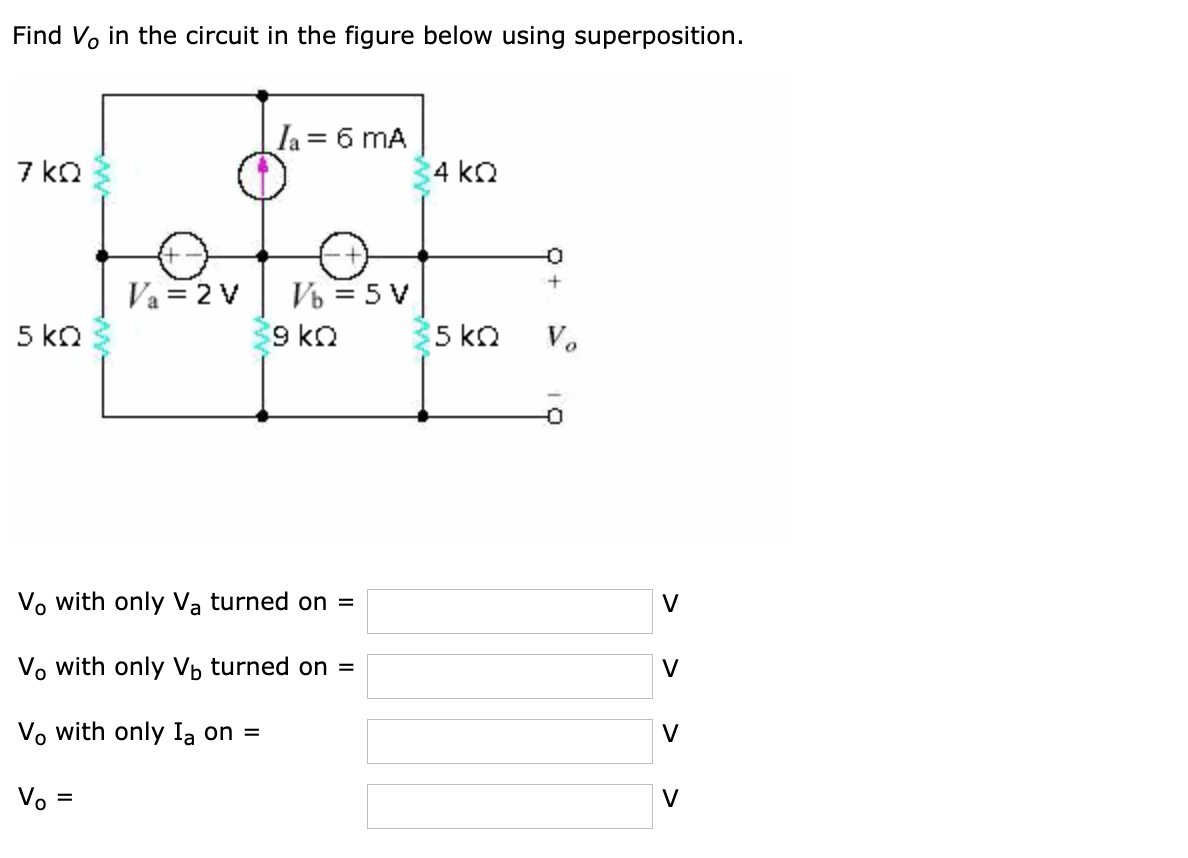 Solved Find Vo in the circuit in the figure below using | Chegg.com