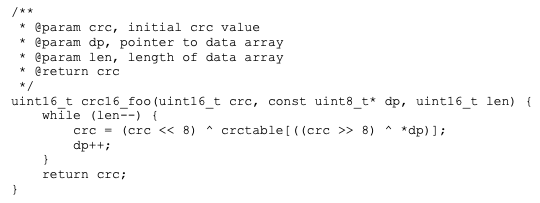 Solved #include #include const uint16_t crctable[256] = { | Chegg.com
