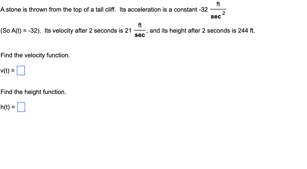 Solved A stone is thrown from the top of a tall cliff. Its | Chegg.com