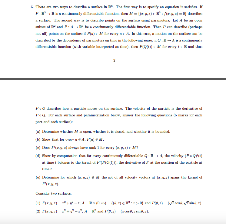 5. There are two ways to describe a surface in R3. | Chegg.com