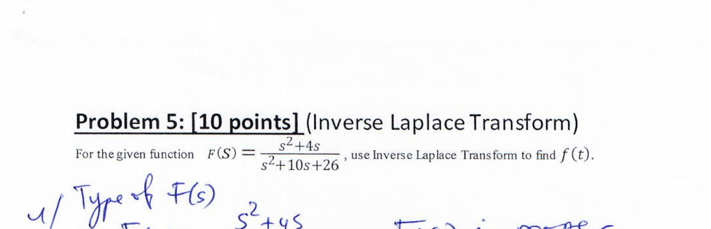 Solved Problem 5: [10 points] (Inverse Laplace Transform) | Chegg.com