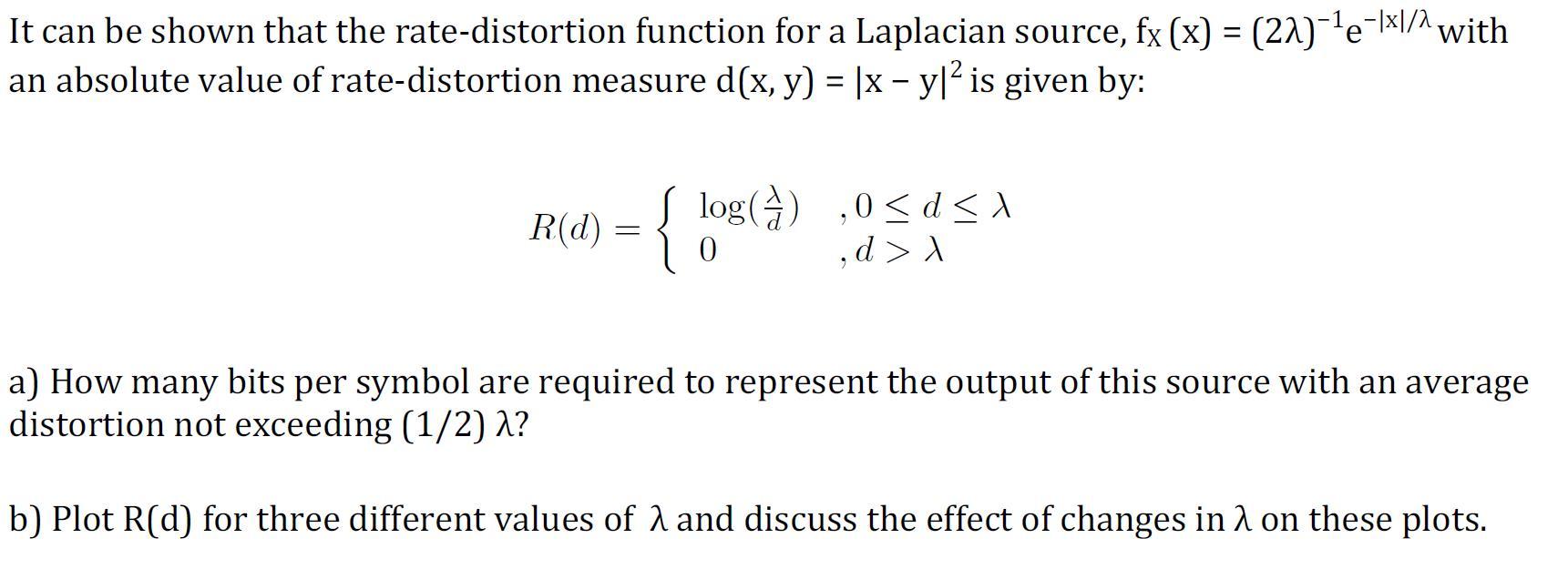 Solved It can be shown that the rate-distortion function for | Chegg.com