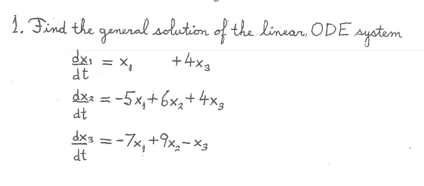 Solved 1. Find the general solution of the linear, ODE | Chegg.com