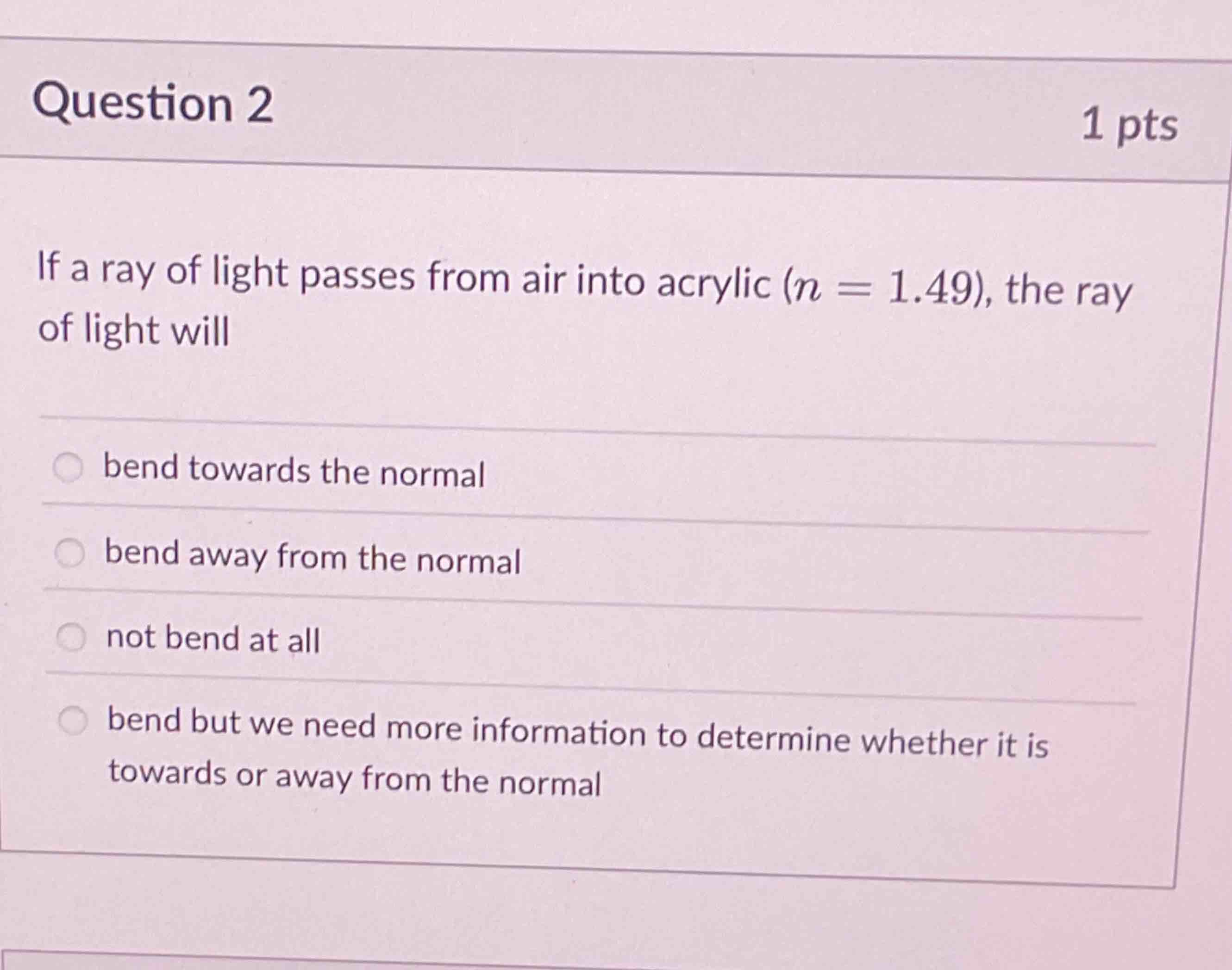 Solved Question 2If a ray of light passes from air into | Chegg.com