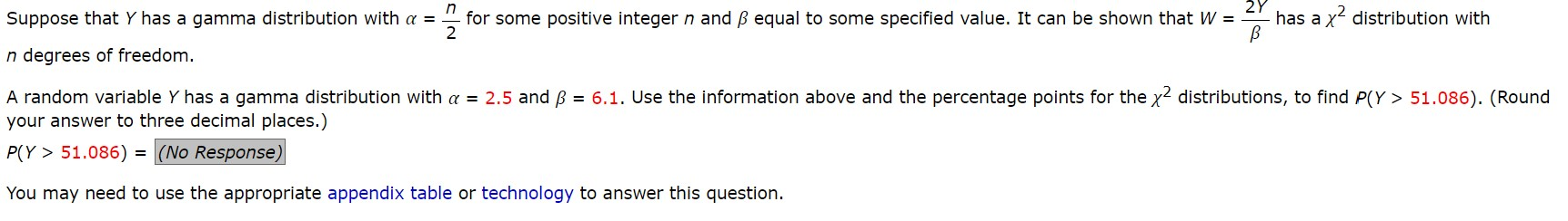 Solved Suppose that Y has a gamma distribution with a = n 2 | Chegg.com