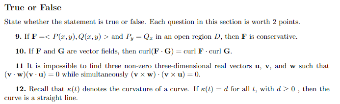 Solved True or False State whether the statement is true or | Chegg.com