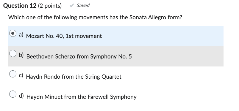 Which one of the following movements has the Sonata | Chegg.com