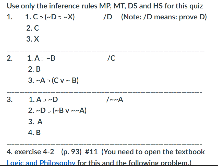 Solved Use only the inference rules MP, MT, DS and HS for | Chegg.com