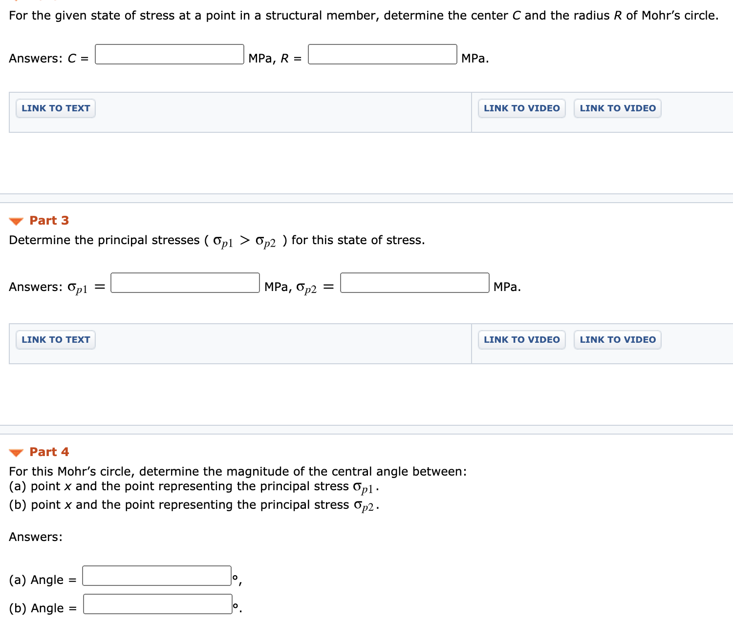 Solved = 175 MPa, Sy = 150 MPa, and Sxy = 65 MPa. Assume ß = | Chegg.com