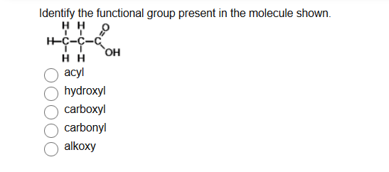 Solved Identify the functional group present in the molecule | Chegg.com