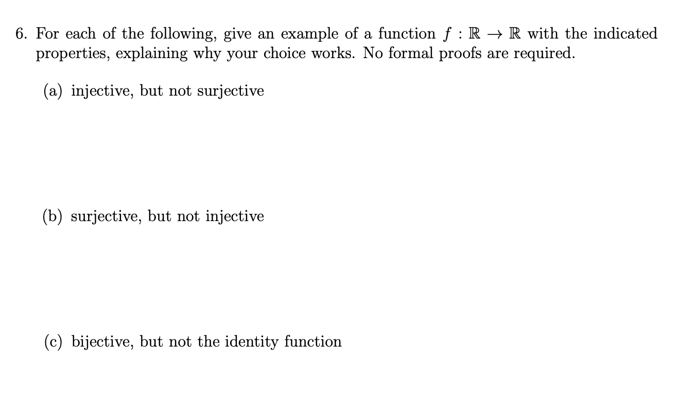 Solved 6. For each of the following, give an example of a | Chegg.com