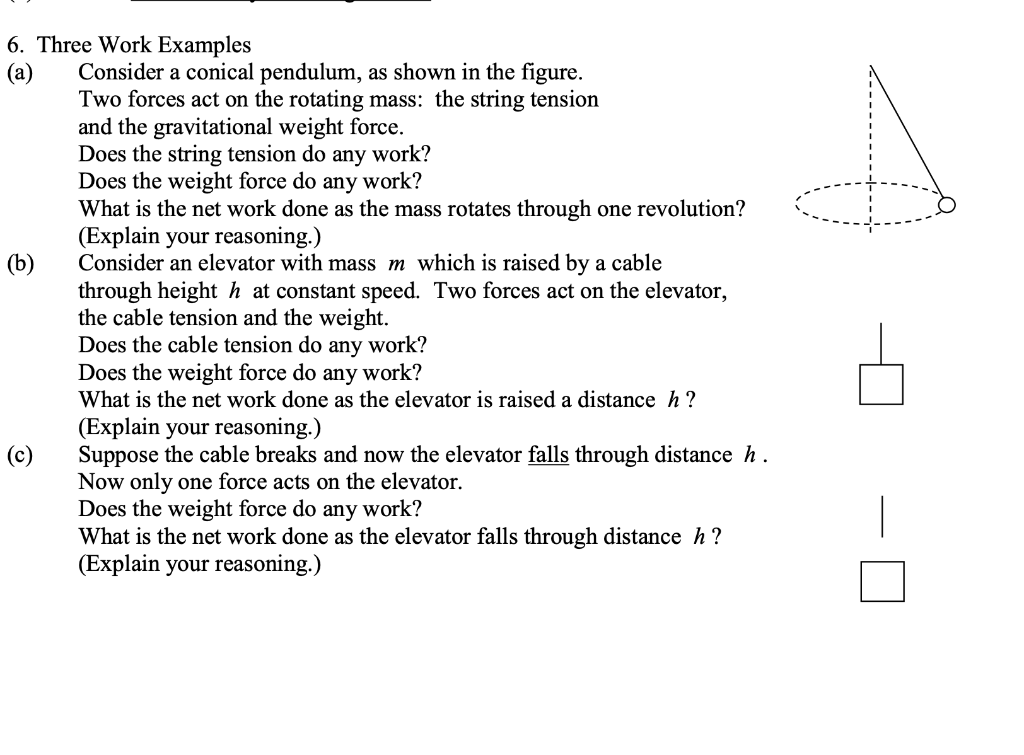 Solved (b ) 6. Three Work Examples (a) Consider a conical | Chegg.com