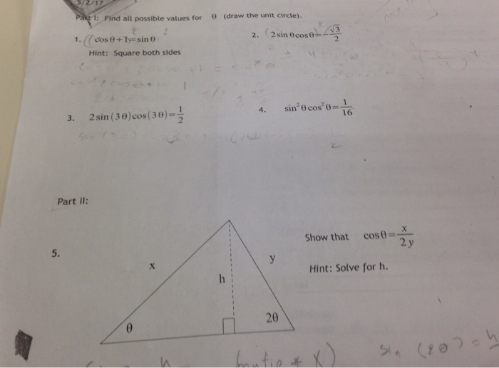Solved Find all possible values for theta (draw the unit | Chegg.com