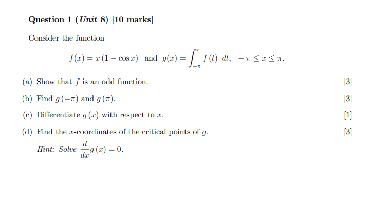 Solved Consider the function f(x)=x(1−cosx) and | Chegg.com
