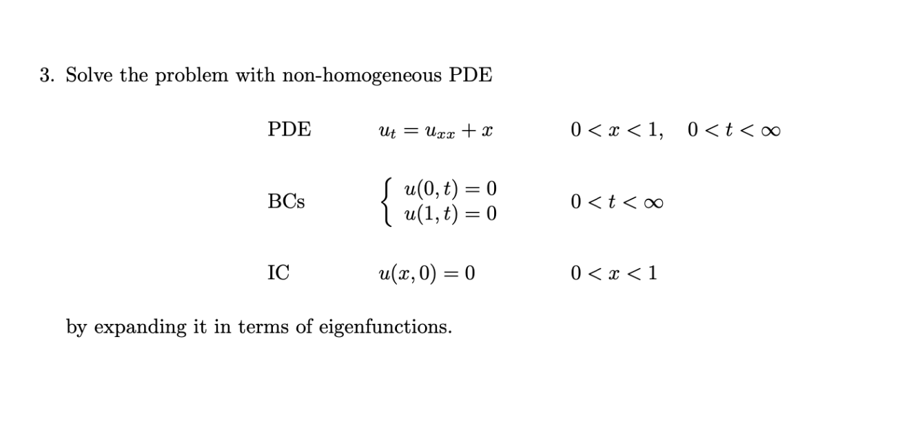 Solved 3. Solve the problem with non-homogeneous PDE PDE Ut | Chegg.com