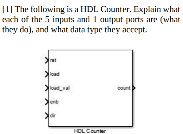 Solved [1] The following is a HDL Counter. Explain what each | Chegg.com