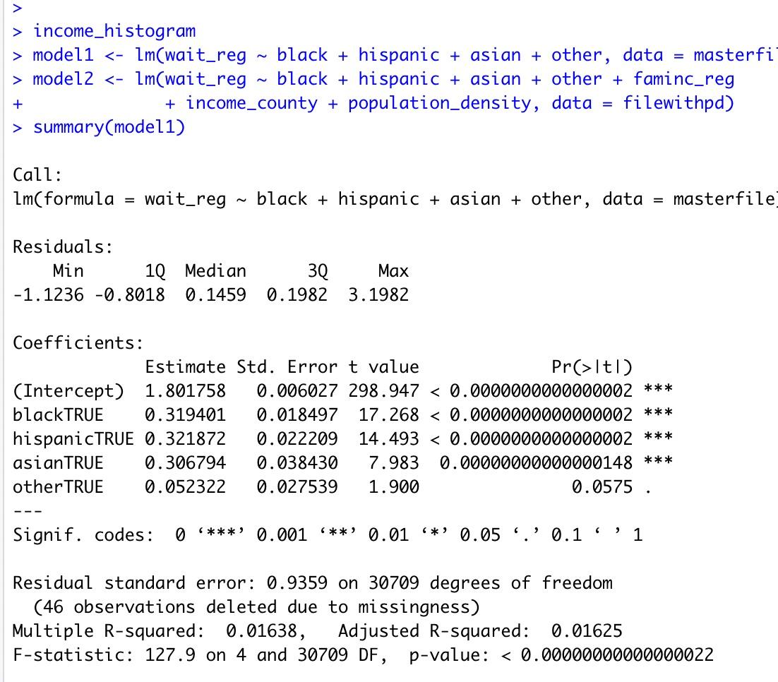 Solved Then, run the following two regression models: model1 | Chegg.com