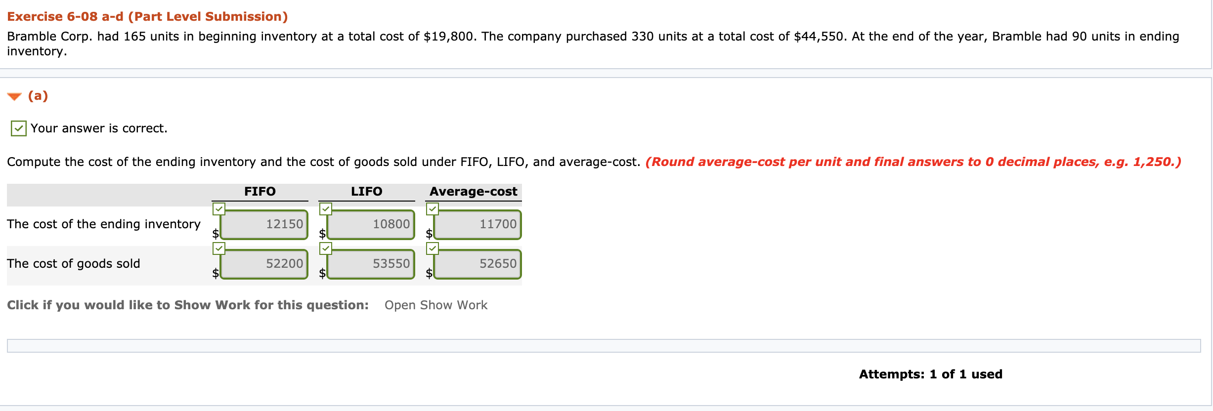 Solved Exercise 6-08 a-d (Part Level Submission) Bramble | Chegg.com