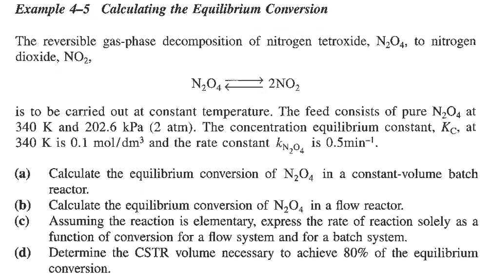 Solved Example 4–5 Calculating the Equilibrium Conversion | Chegg.com