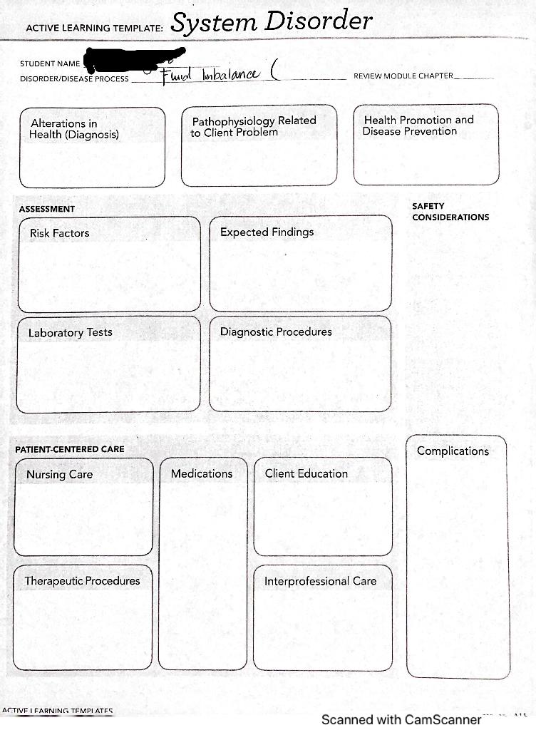 active leaRning template: System Disorder STUDENT | Chegg.com