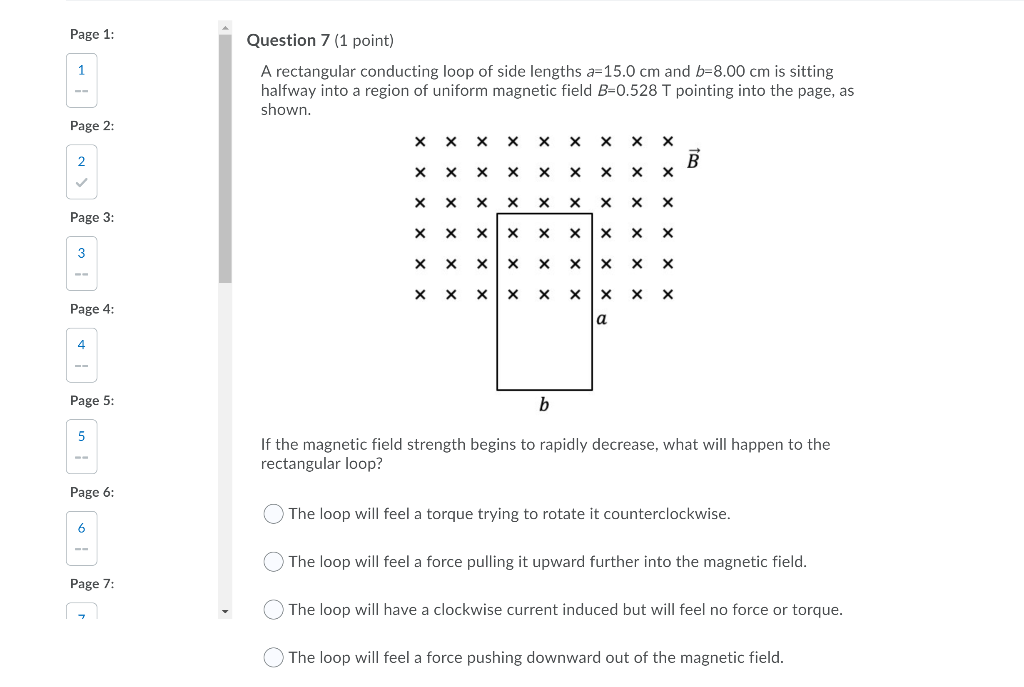 Solved Page 1: Page 2: Question 7 (1 point) A rectangular | Chegg.com