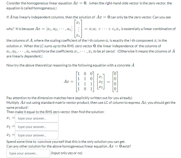 Solved Consider the homogeneous linear equation Ax=0, (when | Chegg.com