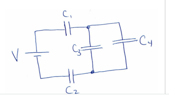 Solved C, -C4 का C2 V = 12 V C1 - 1 pF C2 = 2 pF C3 = 1 pF | Chegg.com