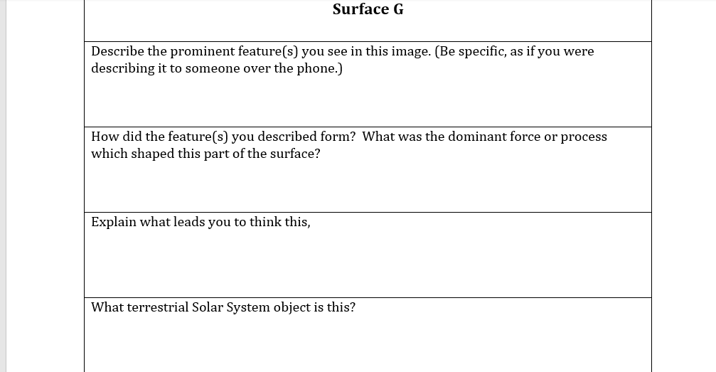 Solved Surface G Describe the prominent feature(s) you see | Chegg.com