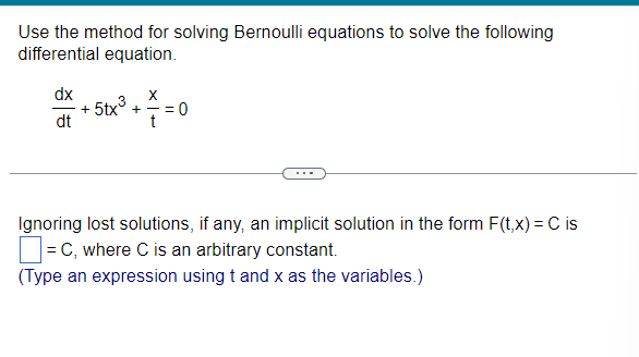 Solved Use the method for solving Bernoulli equations to | Chegg.com