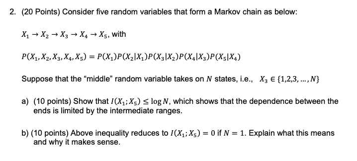 Solved 2. (20 Points) Consider five random variables that | Chegg.com