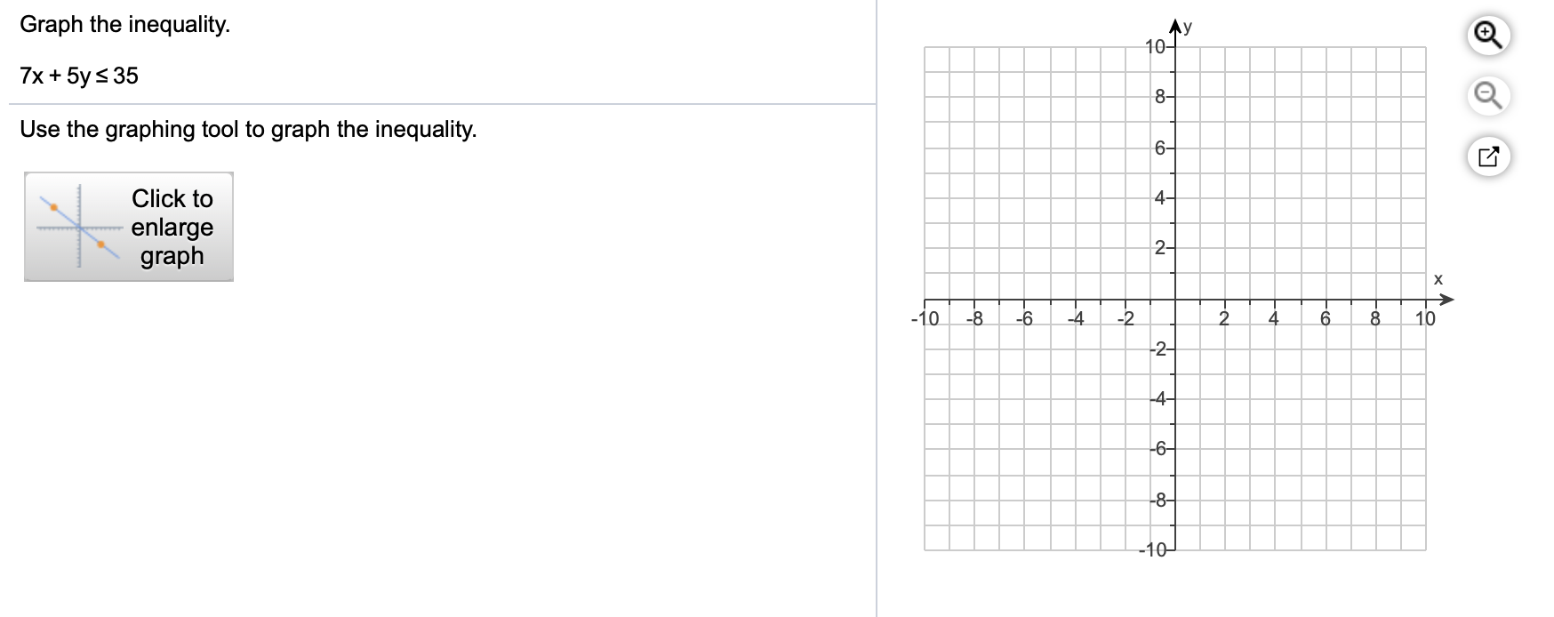 Solved Graph the inequality. Ay 10- 7x + 5y s 35 8- Q Use | Chegg.com