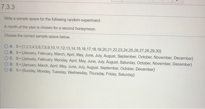 Solved 7.3.3 Write a sample space for the following random | Chegg.com