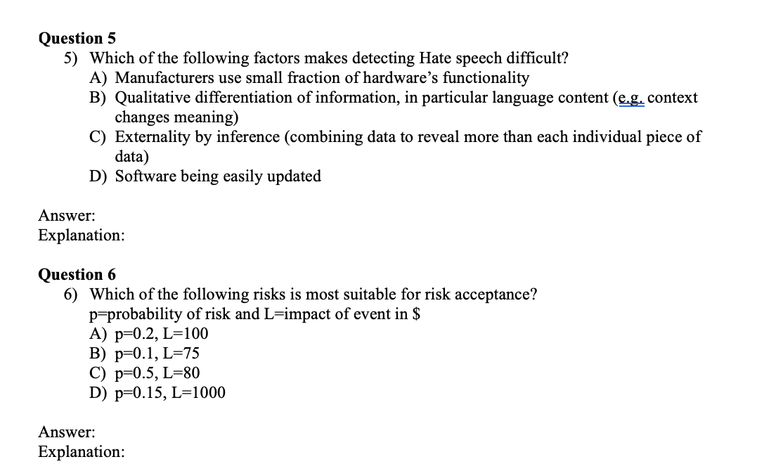 Solved Question 5 5) Which of the following factors makes | Chegg.com