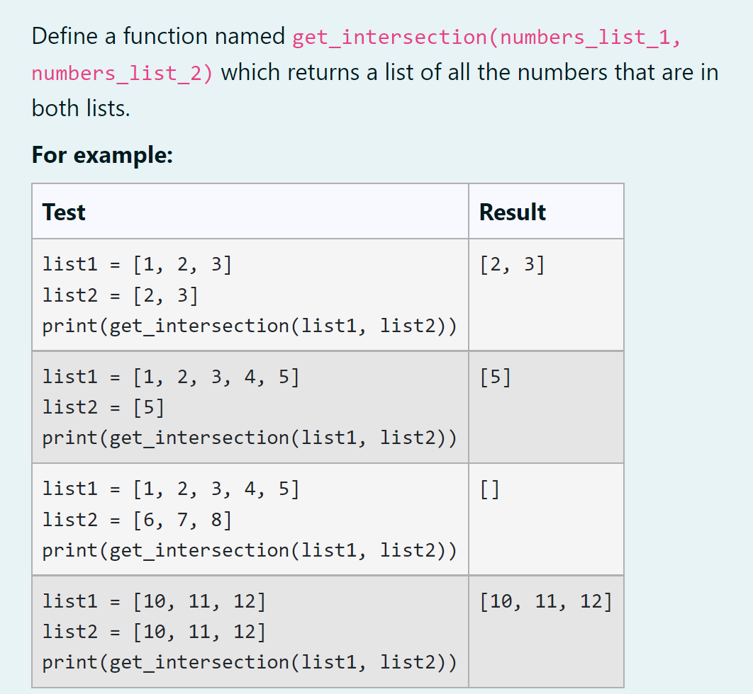 Solved a Define a function named get_intersection | Chegg.com
