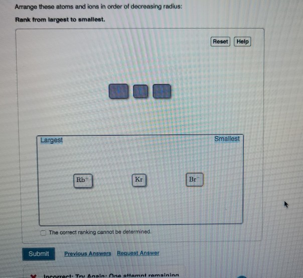 Solved Arrange these atoms and ions in order of decreasing | Chegg.com