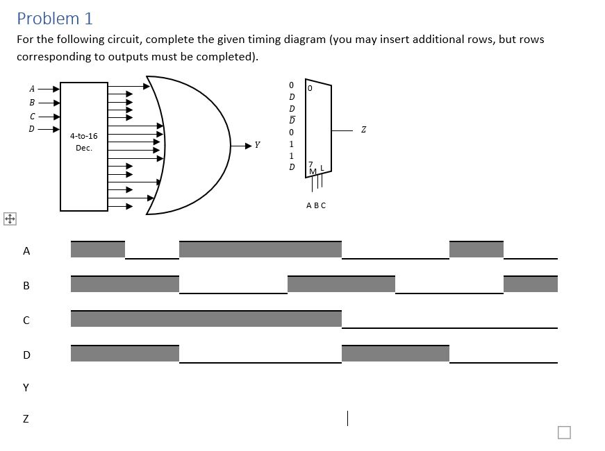Solved Problem 1 For the following circuit, complete the | Chegg.com