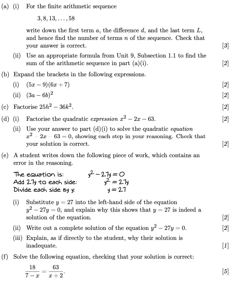 Solved (a) (i) For the finite arithmetic sequence 3, 8, | Chegg.com
