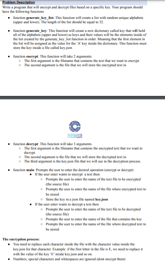 Solved Problem Description Write A Program That Will Encrypt 